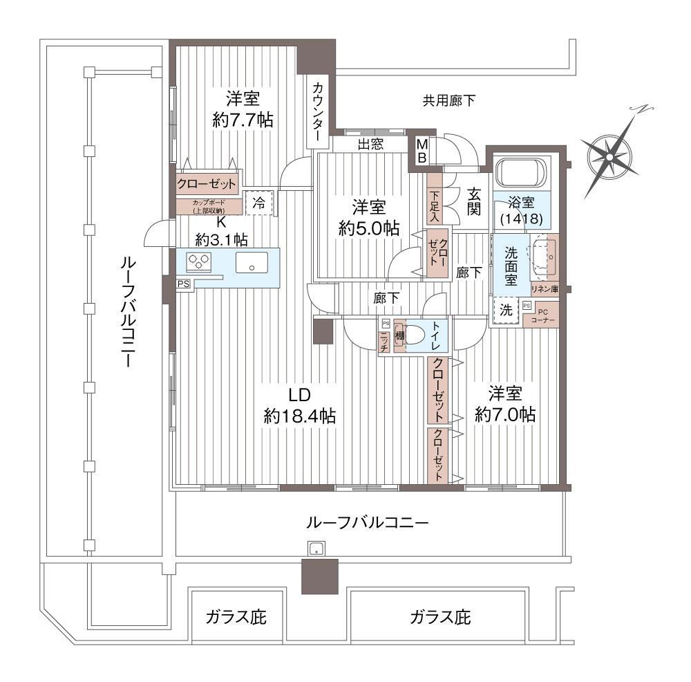 【goo住宅・不動産】マ・トール上尾ソレイユテラス 最上階角部屋 ルーフバルコニー付 8階 3LDK 物件情報 [1030Z77614660]｜中古マンション